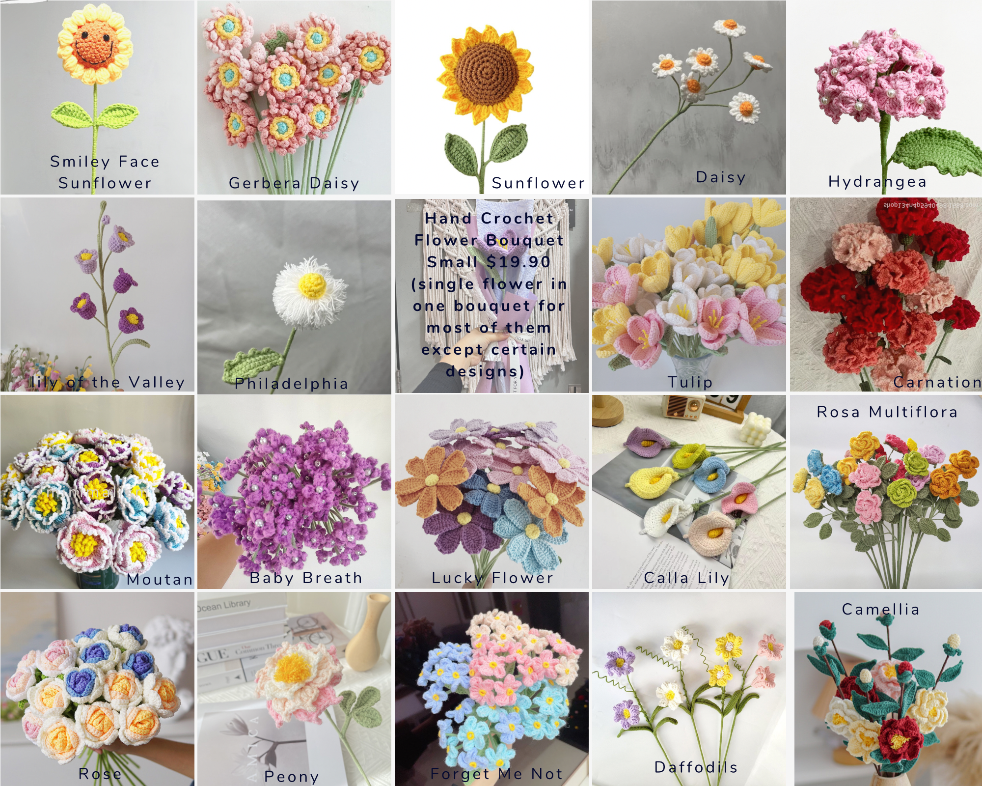 Hand-Woven Crochet Flower Bouquet Small – KLOSH