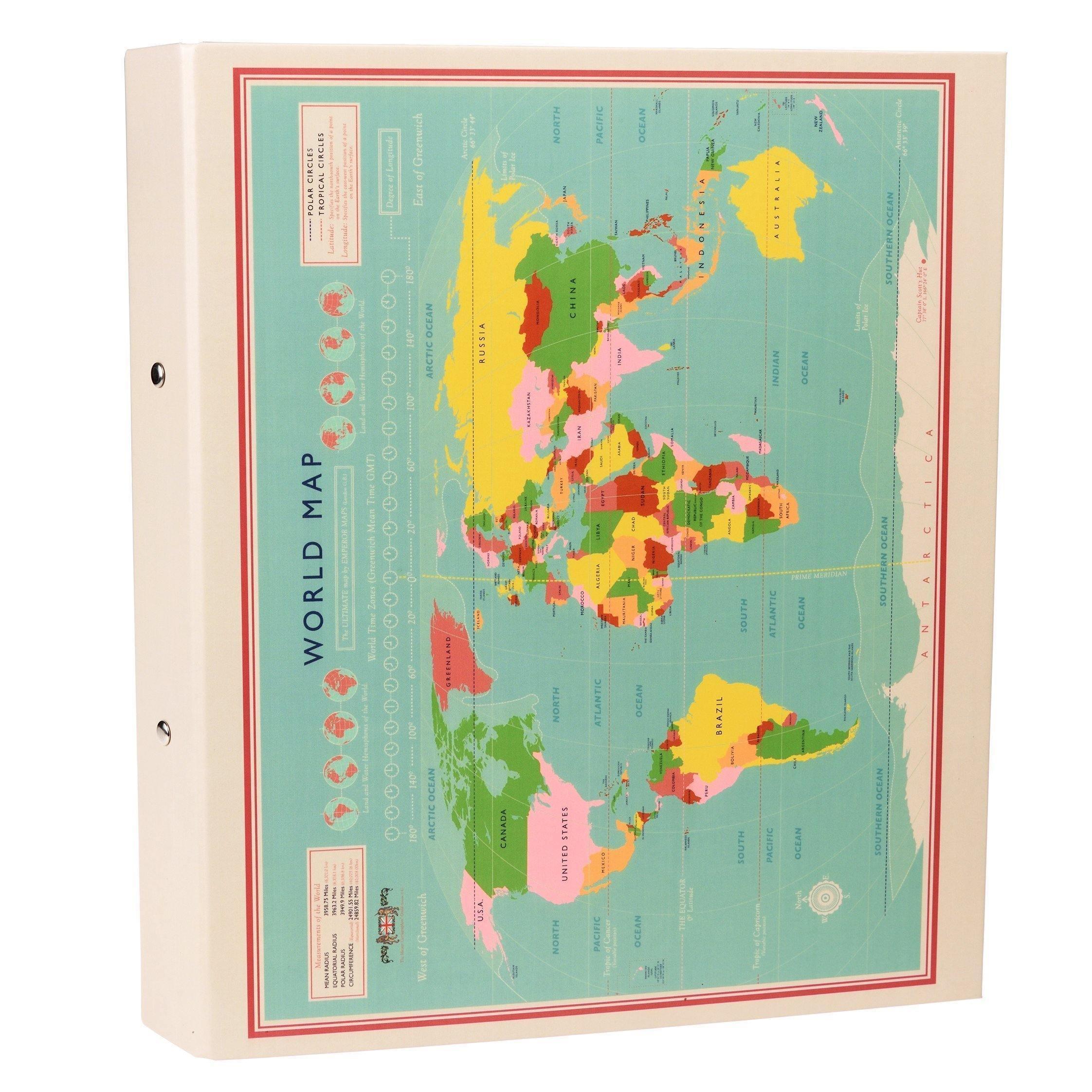 Ring Binder - World Map I Klosh Stationery – KLOSH